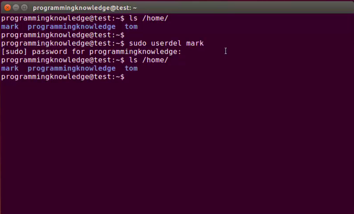 Userdel Command Removing Users 